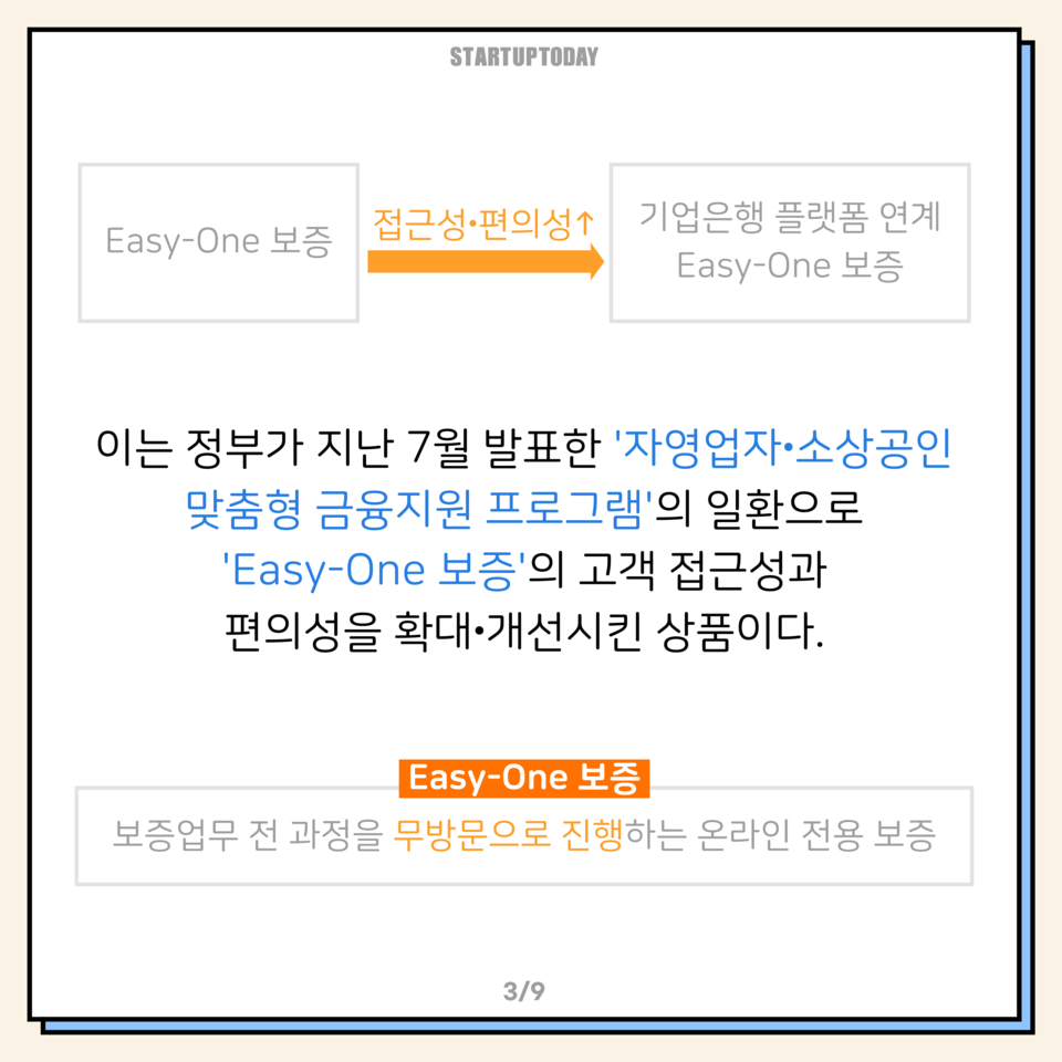 [카드뉴스] 신보, ‘기업은행 플랫폼 연계 이지 원(Easy-One) 보증’ 출시